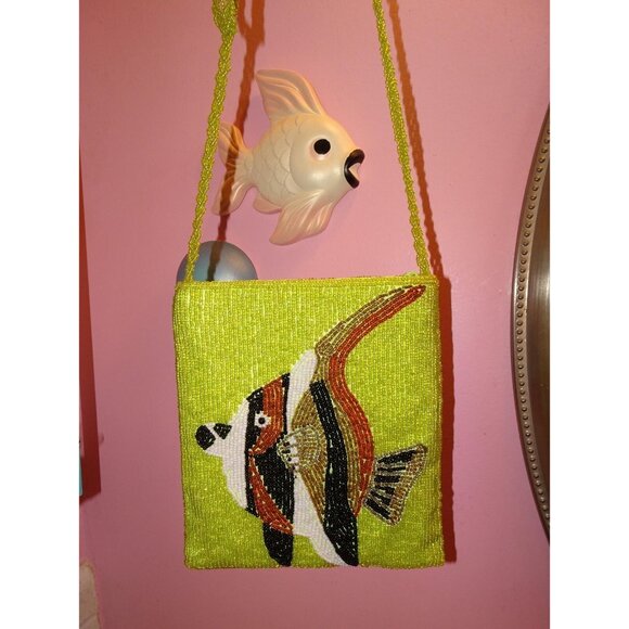 Ermo | Bags | Vintage Ermo Green Beaded Fish Purse Shoulder Bag ...